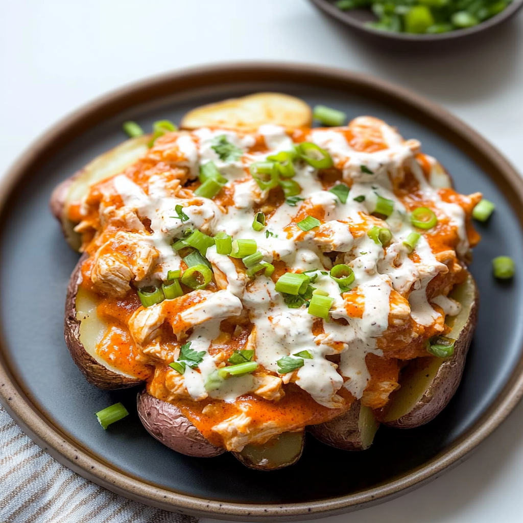 Buffalo Chicken Loaded Potatoes