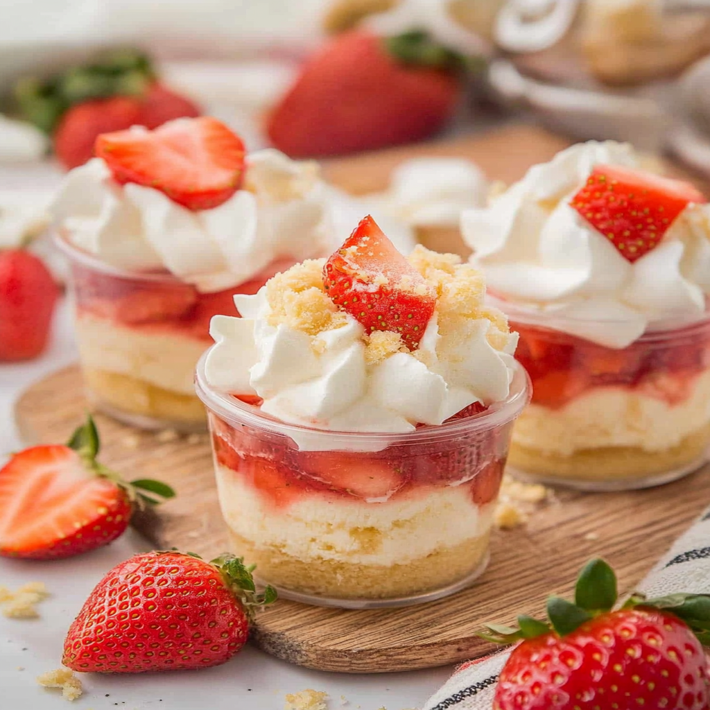 Strawberry Shortcake Pudding Cups