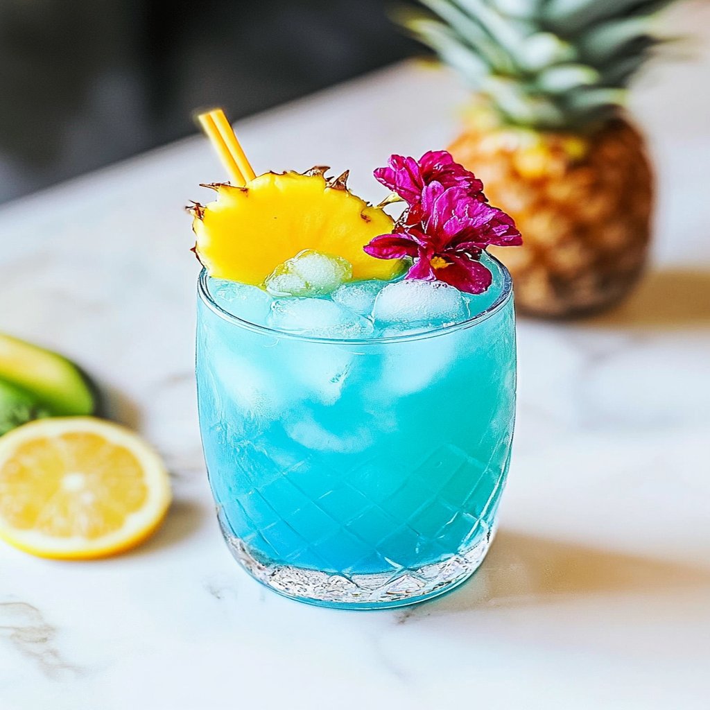 Blue Hawaiian Mocktail (Non-Alcoholic)