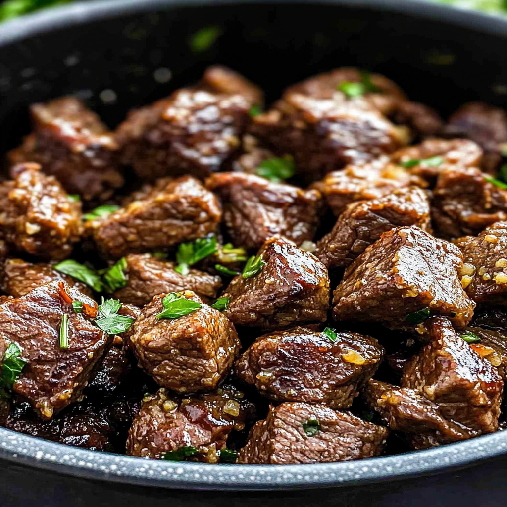 High Protein Slow Cooker Garlic Butter Beef Bites