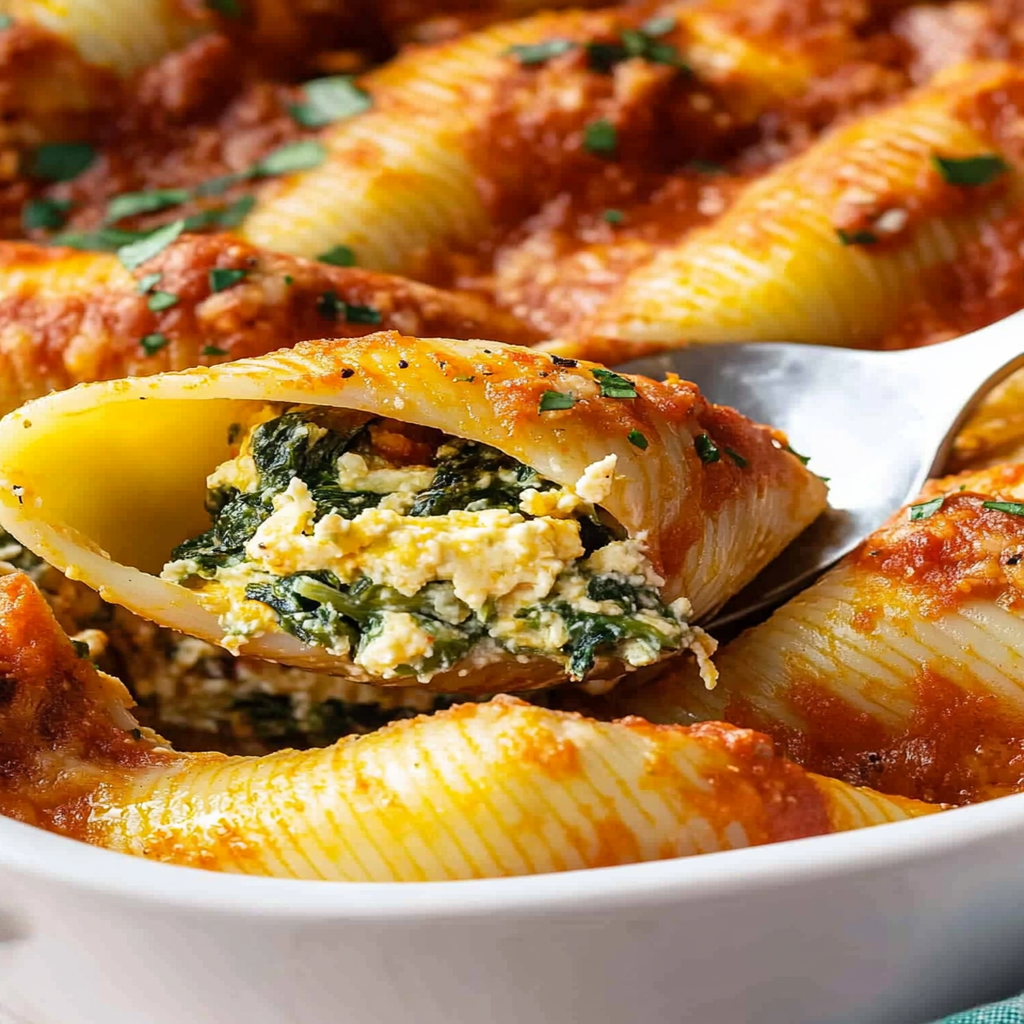 Easy Spinach and Ricotta Stuffed Shells