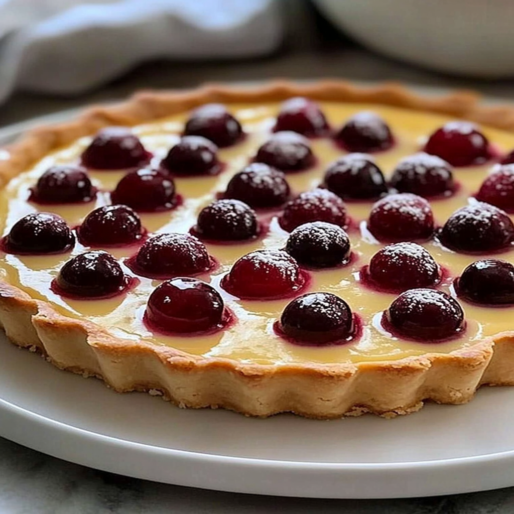 Cherry Vanilla Shortbread Tart