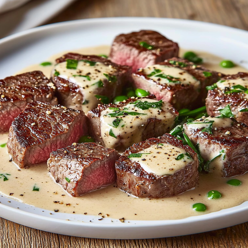 Garlic Butter Steak with Parmesan Cream Sauce