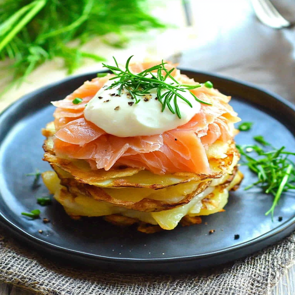 Smoked Salmon Potato Rosti Stack