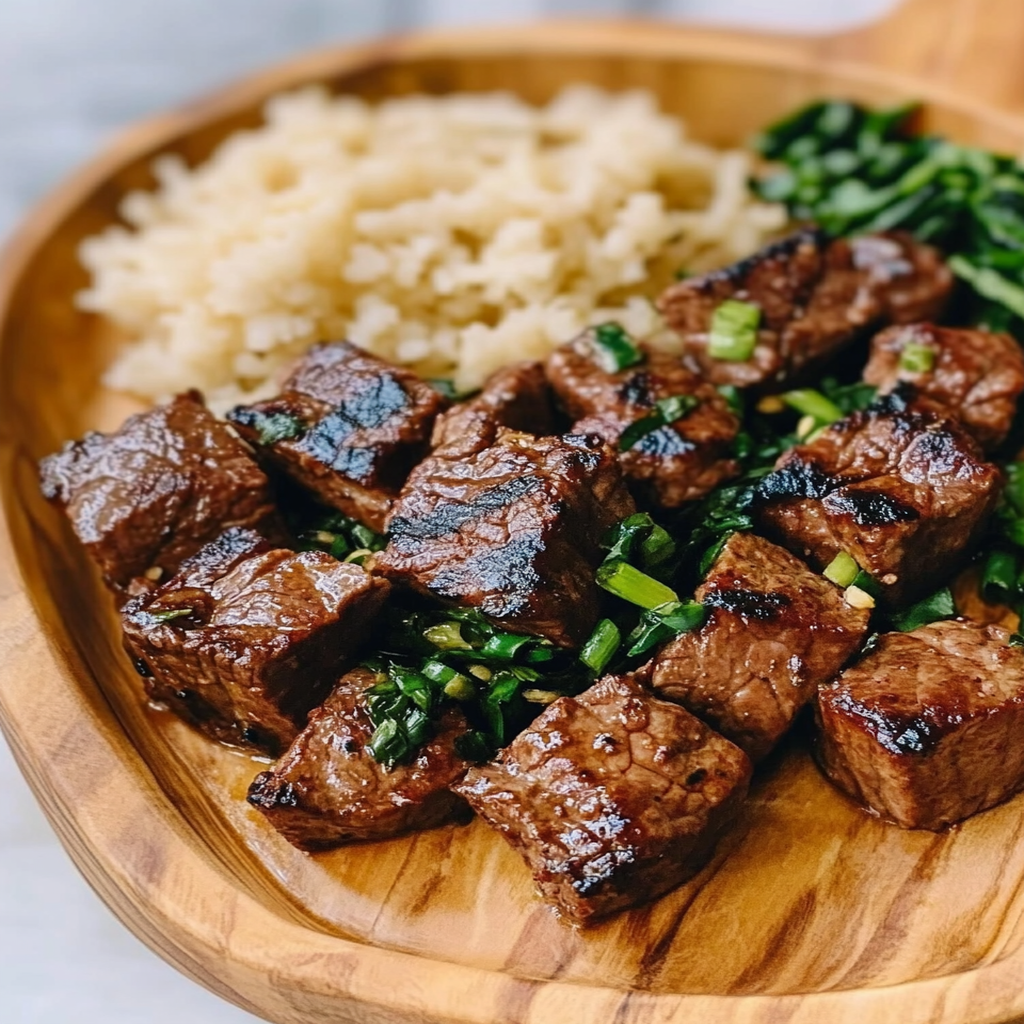 Steak Bites with Miso Ginger Dressing